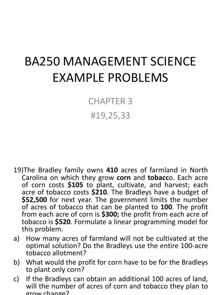 Ch3 Problems | PDF | Maize | Linear Programming