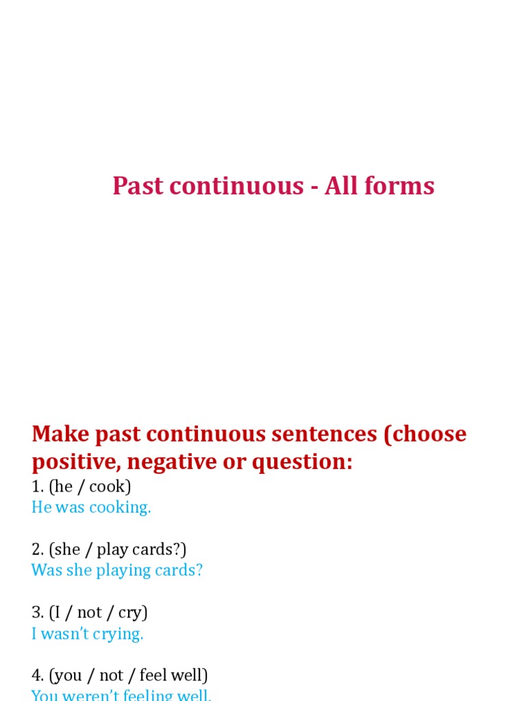 Past Continuous All Forms | PDF