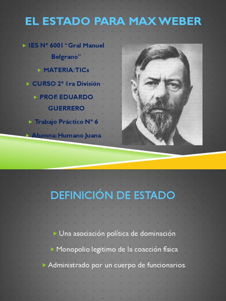 Definición del Estado según Max Weber | PDF