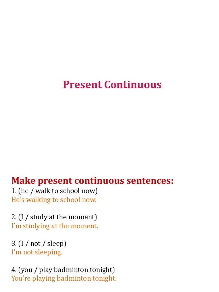 Present Continuous Positive and Negative | PDF
