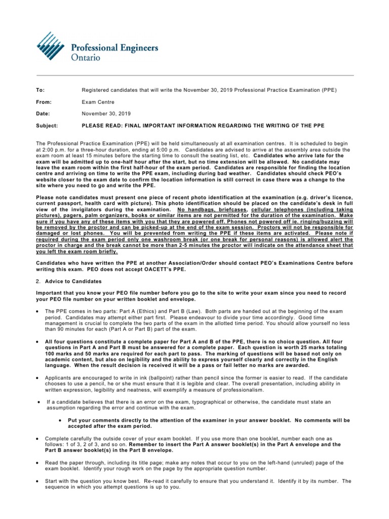 PPE Exam Details and Requirements | PDF | Test (Assessment) | Business