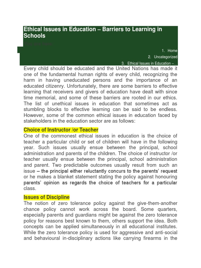 Ethical Issues in Education | Download Free PDF | Leadership | Morality