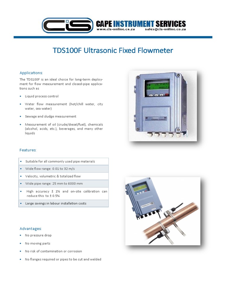 TDS100F Ultrasonic Flowmeter | PDF | Flow Measurement | Mechanical ...
