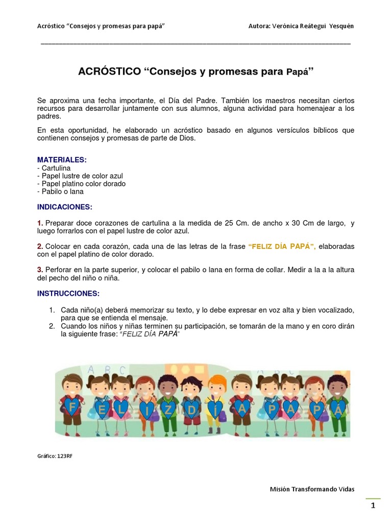 Acróstico Día Del Padre PDF | PDF