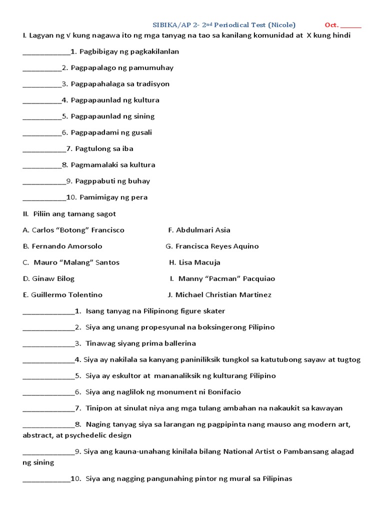 GRADE 2 2nd Periodical Test 2017 Masterhand | PDF