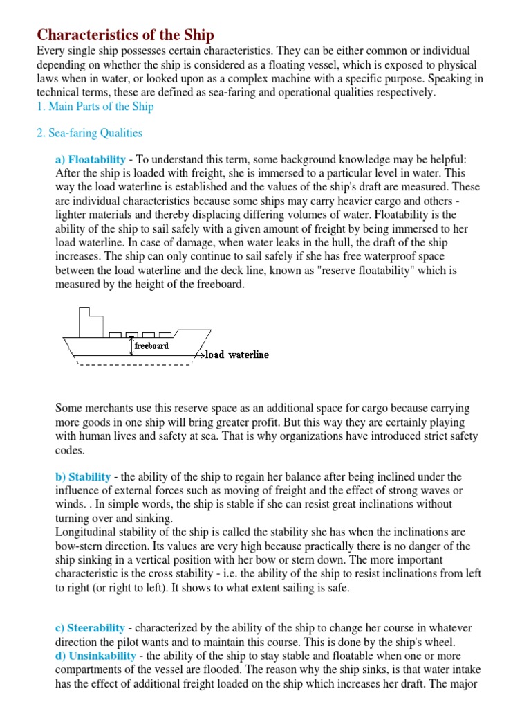 Characteristics of The Ship: A) Floatability | PDF | Ships | Water ...