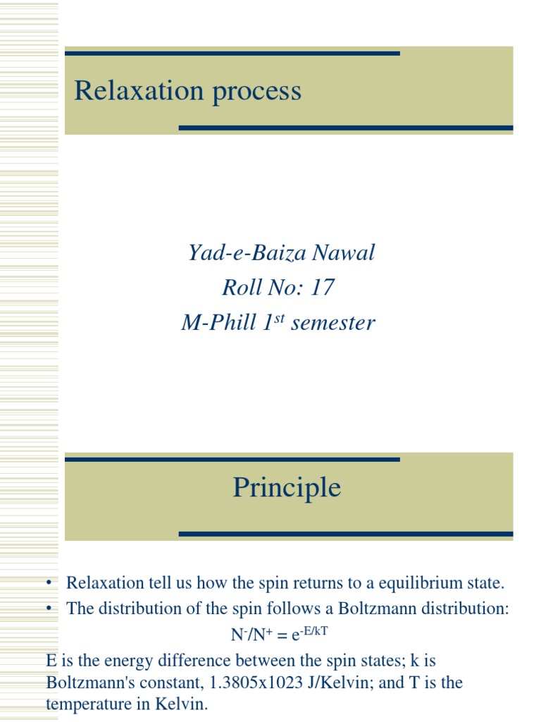 Relaxation Process: Yad-e-Baiza Nawal Roll No: 17 M-Phill 1 Semester ...