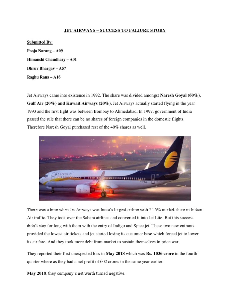 Jet Airways - Success To Faliure Story | PDF | Airlines | Aviation