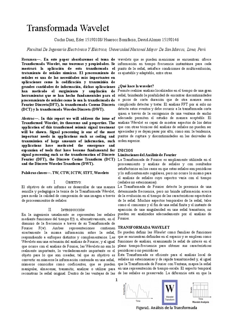 Aplicaciones de la Transformada Wavelet | PDF | Wavelet | Filtro ...