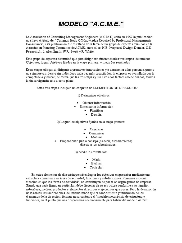 Modelo ACME | PDF | Planificación | Presupuesto