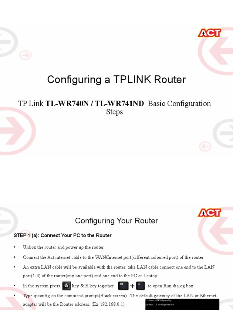 Configuring A TPLINK Router: TP Link TL-WR740N / TL-WR741ND Basic ...