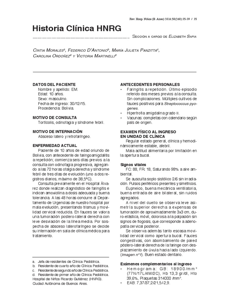 Absceso faríngeo en niño boliviano | PDF | Medicina | Especialidades ...