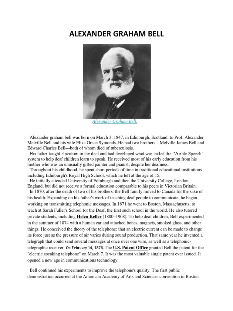 Alexander Graham Bell | PDF | Telecommunications