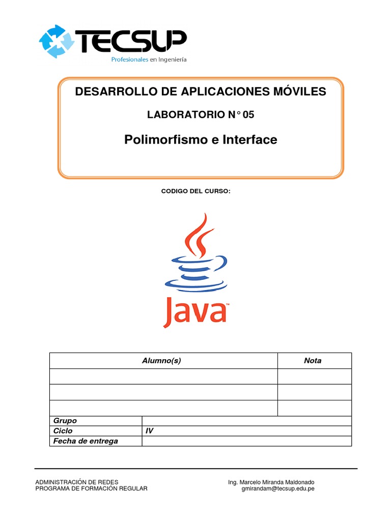 Laboratorio de Polimorfismo en Java | PDF | Java (lenguaje de programación) | Software