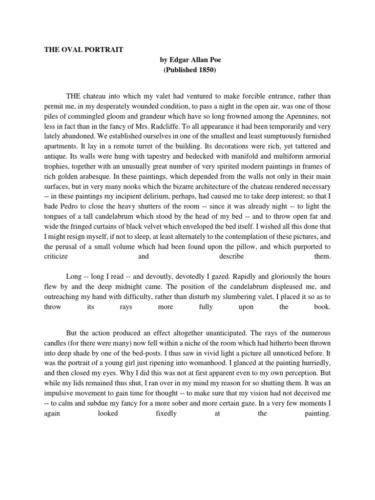 The Oval Portrait Story and Analysis | PDF | Paintings