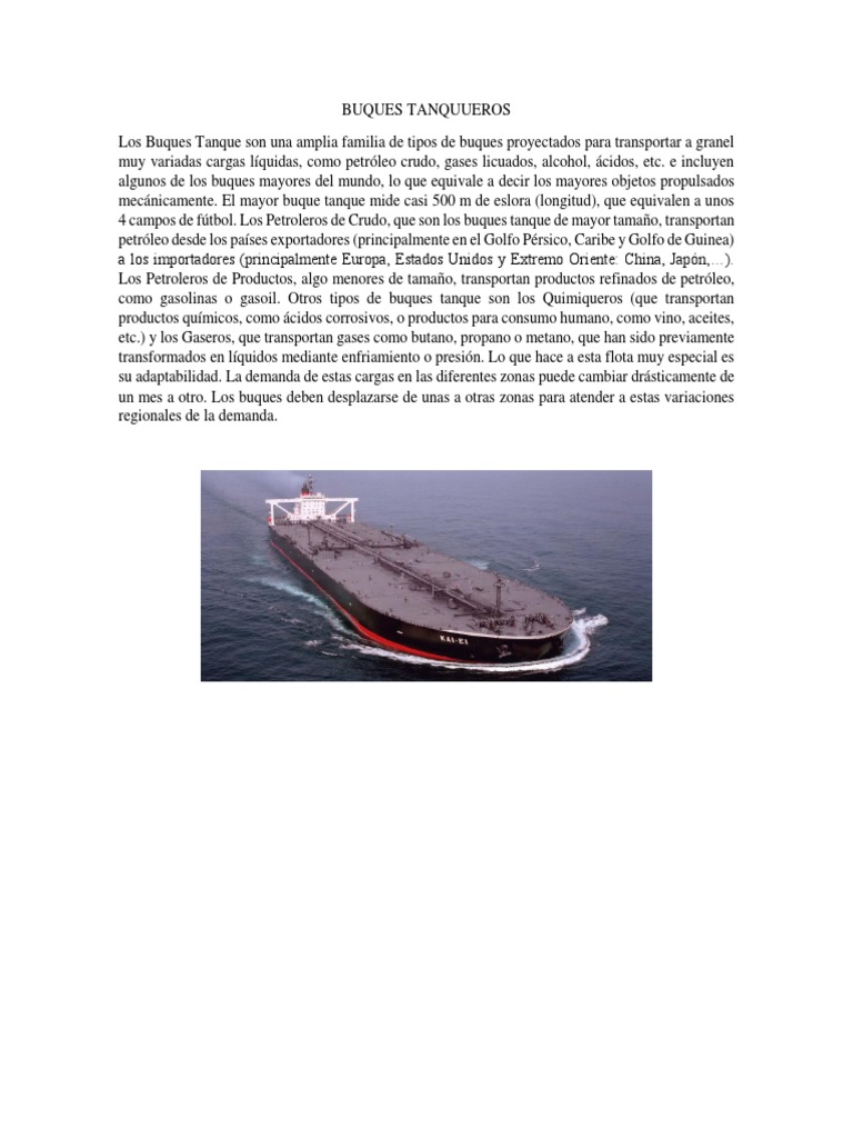 Características de los Buques Tanque | PDF | Barcos | Petróleo
