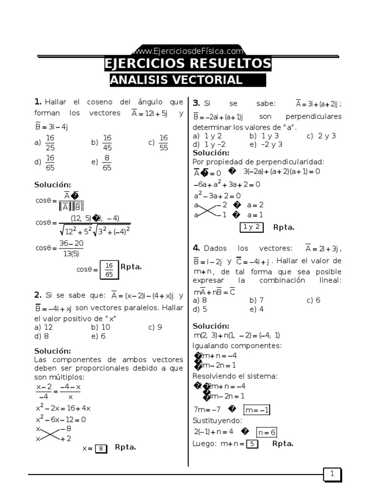 Analisis Vectorial Ejercicios Resueltos | PDF | Vector Euclidiano | Espacio