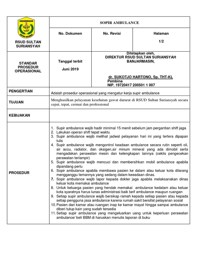 SPO Supir Ambulance | PDF