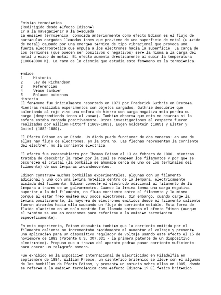 Efecto Edison y Emisión Termoiónica | PDF | Física de la Materia ...