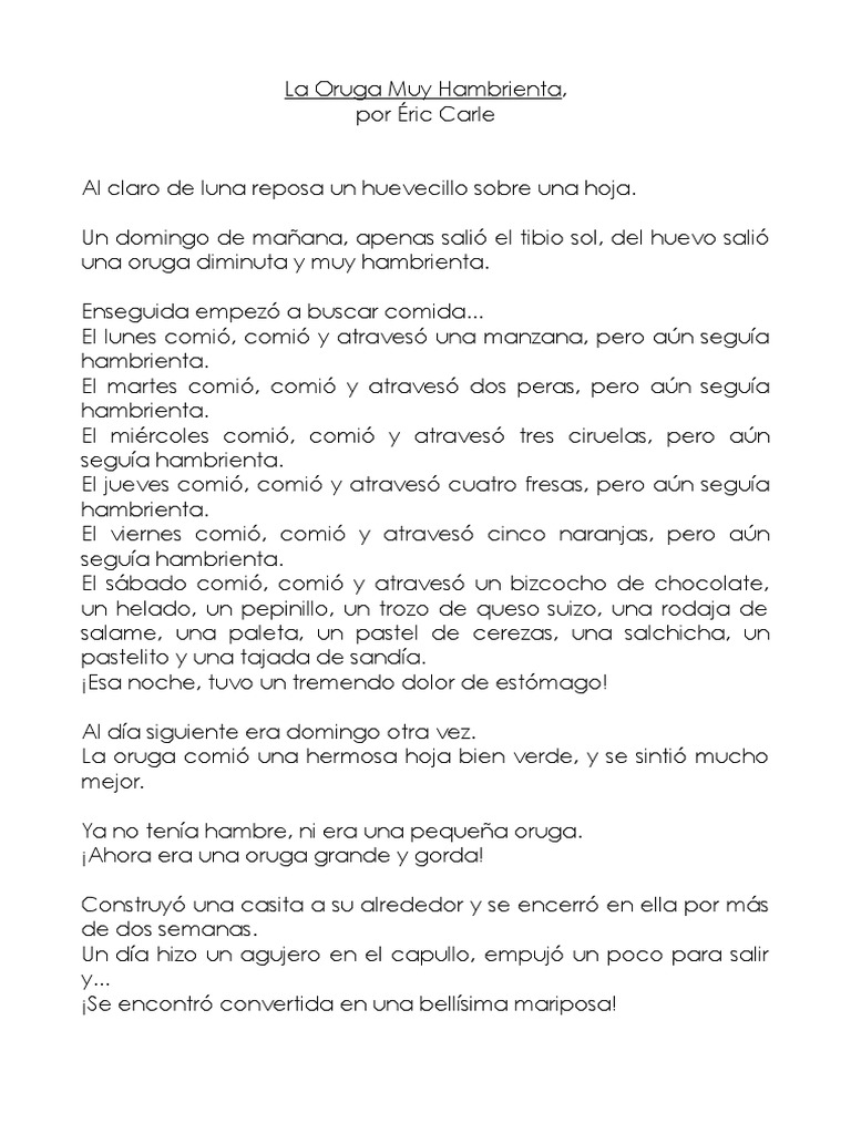 La Oruga Muy Hambrienta | PDF