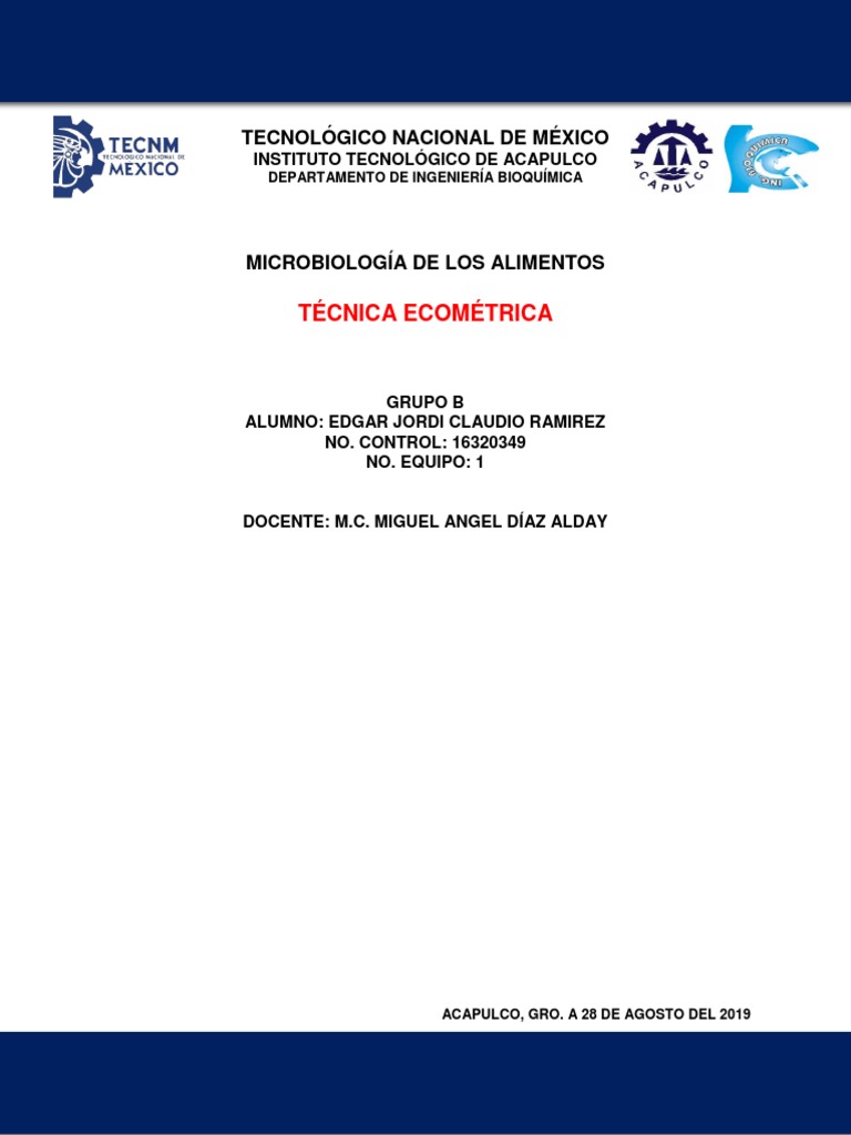 D.E. 1 - Técnica Ecométrica | PDF | Microorganismo | Staphylococcus Aureus