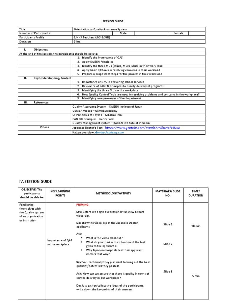 QAS Session Guide | PDF | Quality Assurance | Systems Thinking