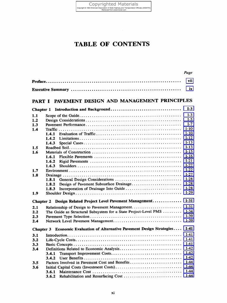 Of Contents: I Pavement Design and Management Principles | PDF | Road ...