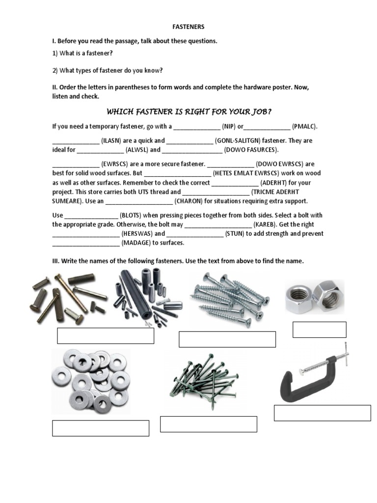Fasteners | Download Free PDF | Screw | Mechanical Engineering
