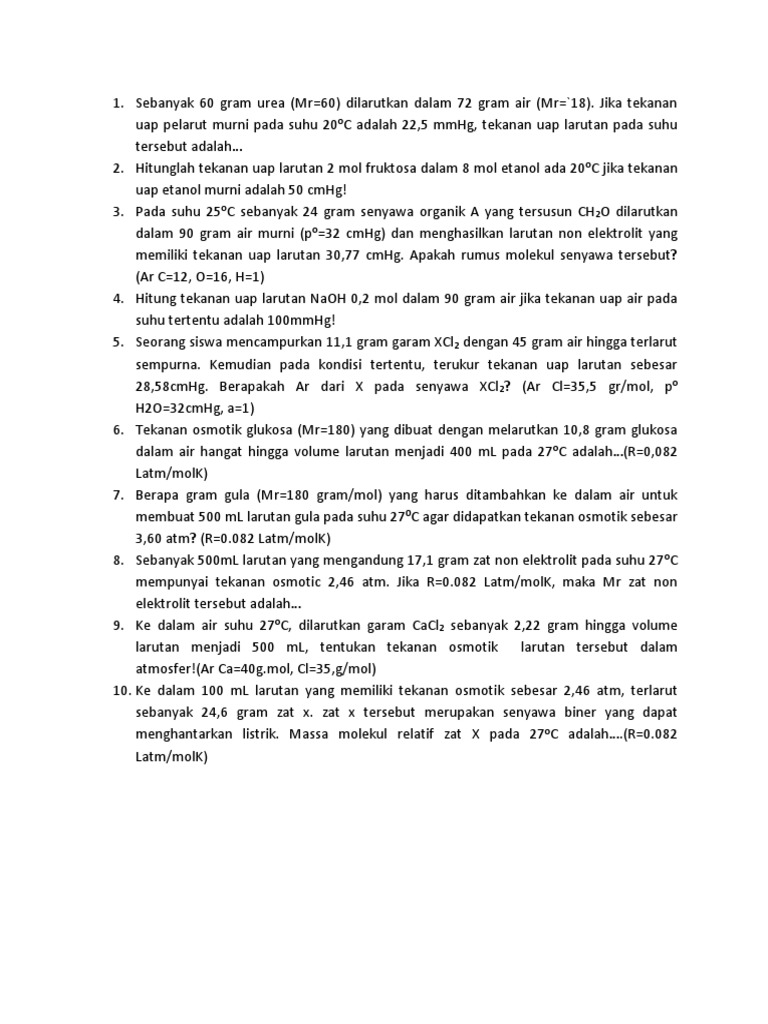 Soal Penurunan Tekanan Uap | PDF