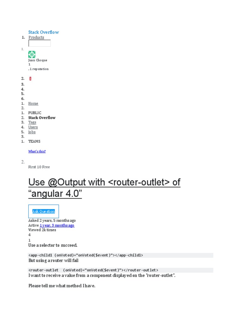 Use @output With of "Angular 4.0": Stack Overflow | PDF | Software ...