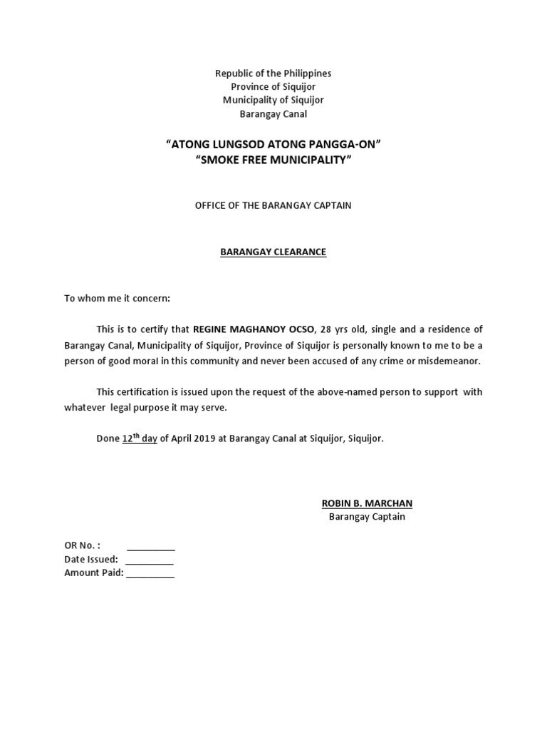 Barangay Clearance | PDF
