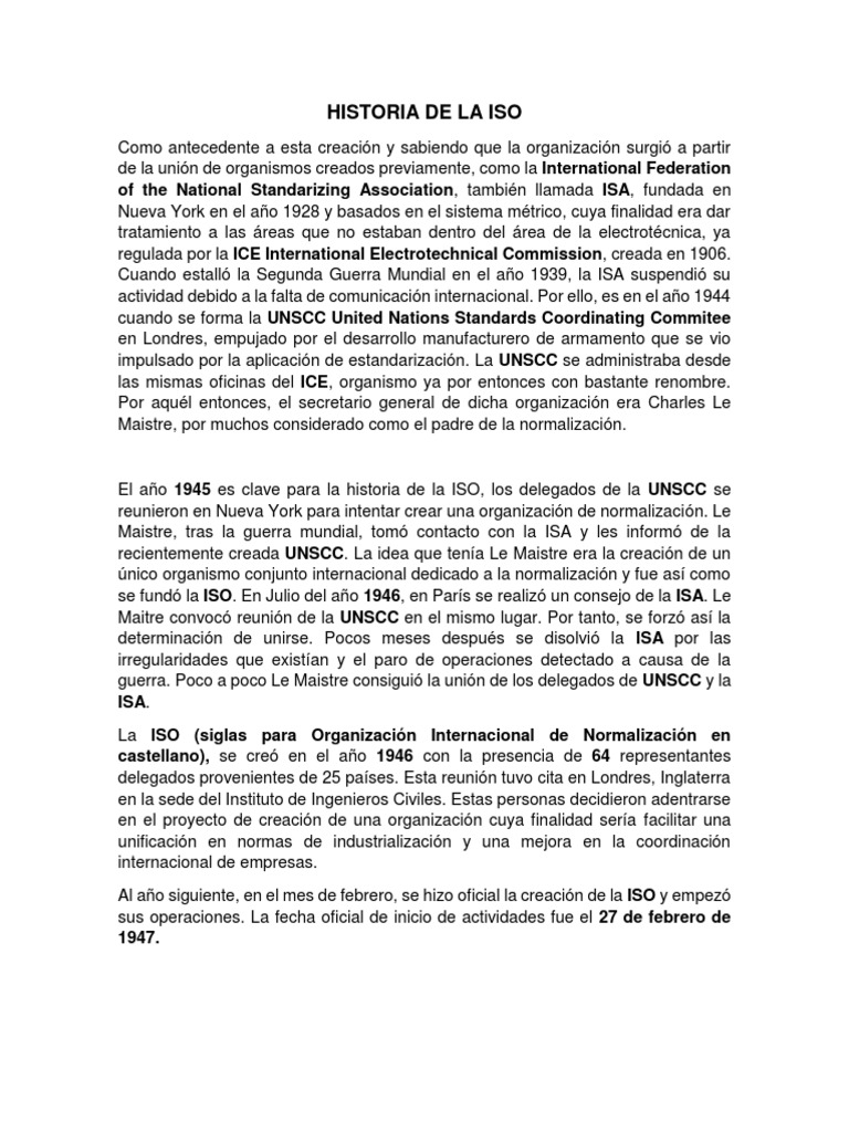 Historia de La Iso | PDF | Organización internacional para la ...