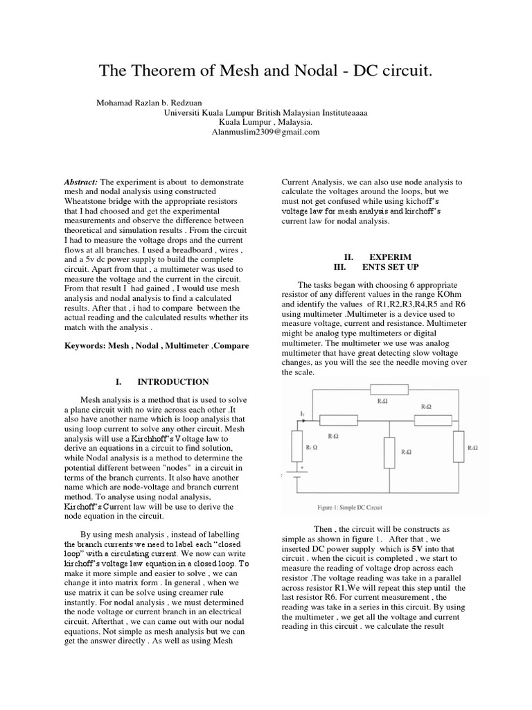 The Theorem of Mesh and Nodal - DC Circui | PDF | Electrical Network ...