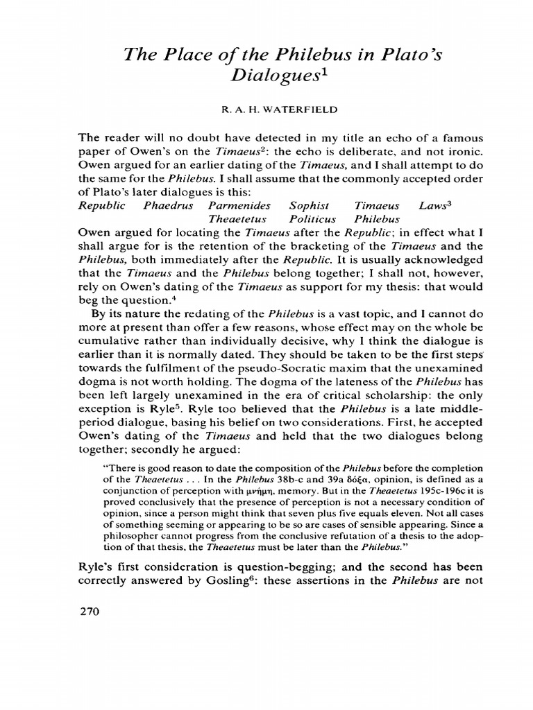 Waterfield (1980) The Place of The Philebus in Plato's Dialogues en ...