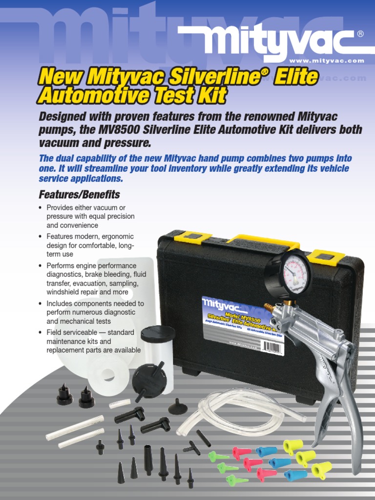 Mityvac Silverline MV8500 (Bomba de Vacío) | PDF | Vacuum | Pump