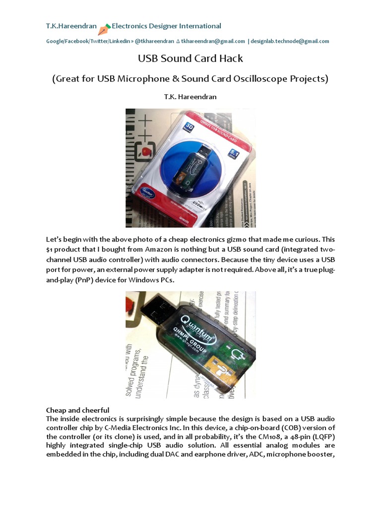 USB Sound Card Hack | Download Free PDF | Microphone | Usb