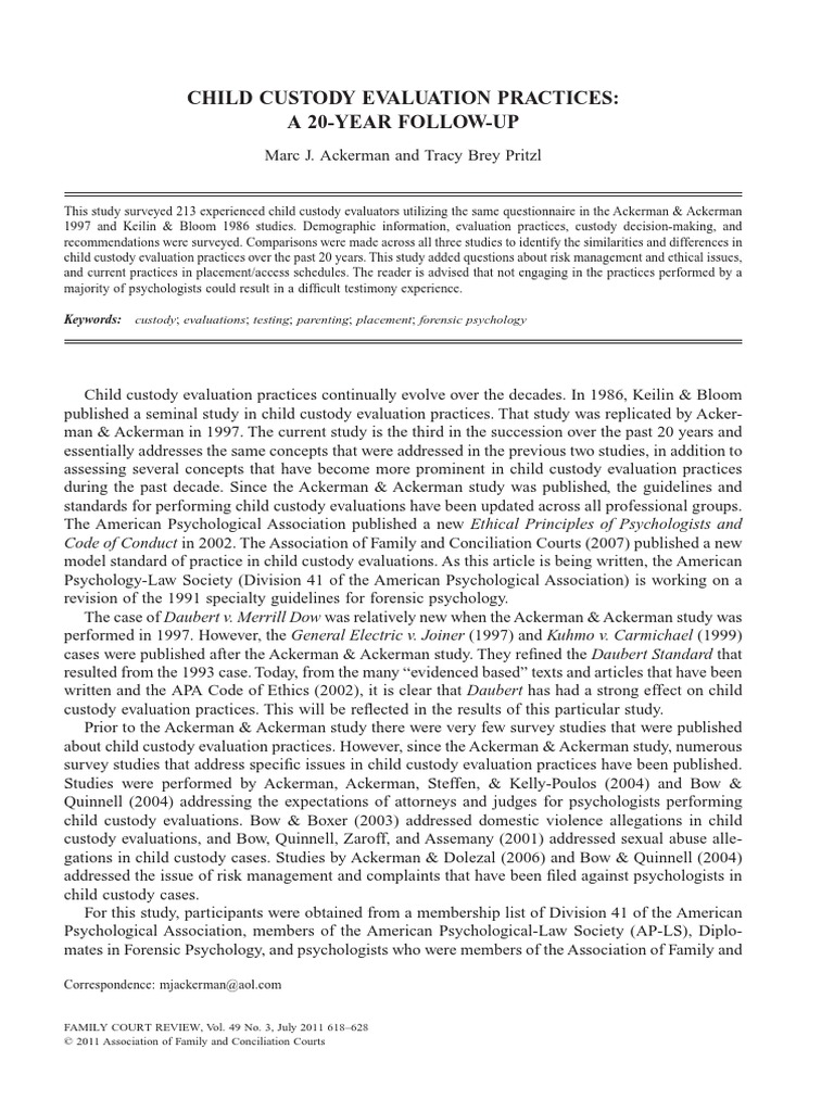 Child Custody Evaluation Practices | PDF | Child Custody ... Child Custody Evaluation Practices | PDF | Child Custody ...