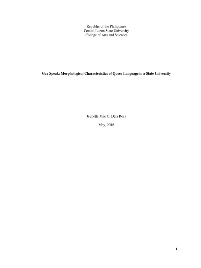 Gay Speak: Morphological Characteristics of Queer Language in A State ...