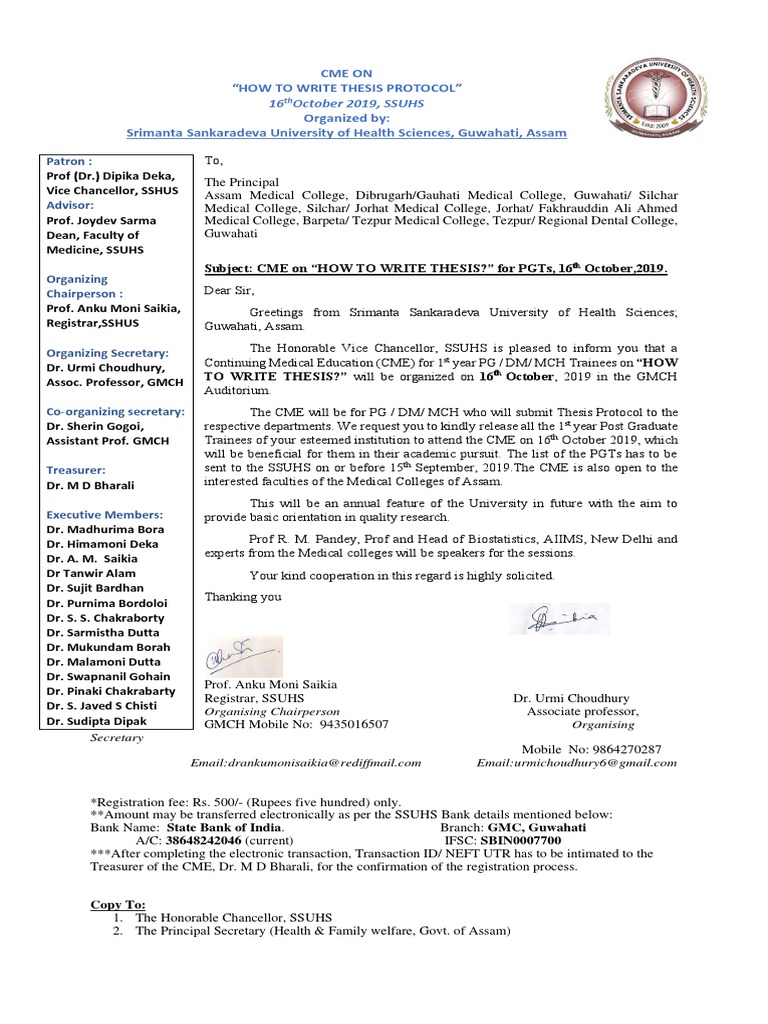 CME PG Invitation To Principal | PDF | Academia