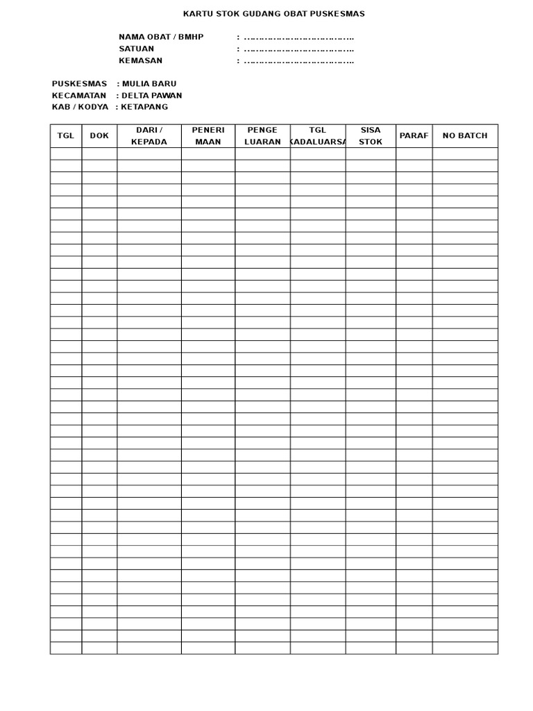 Kartu Stok Obat | PDF