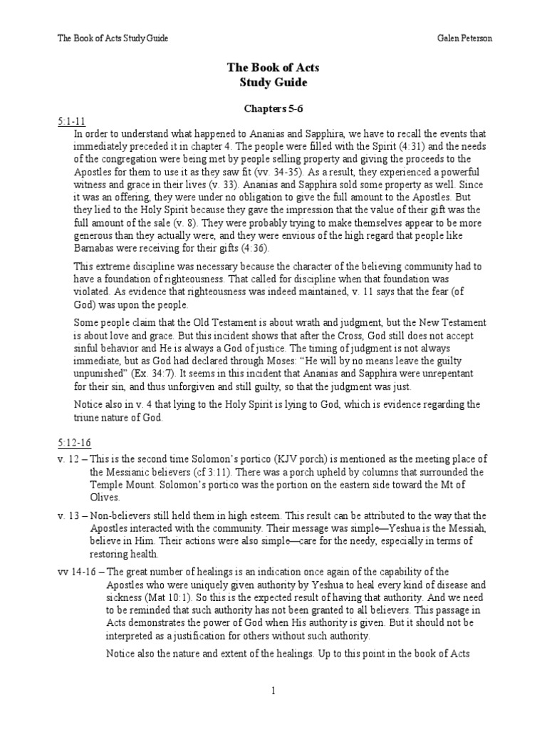 The Book of Acts Study Guide: Chapters 5-6 | PDF | Jesus | Maccabees
