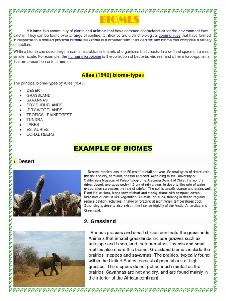 Example of Biomes | PDF | Grassland | Rain