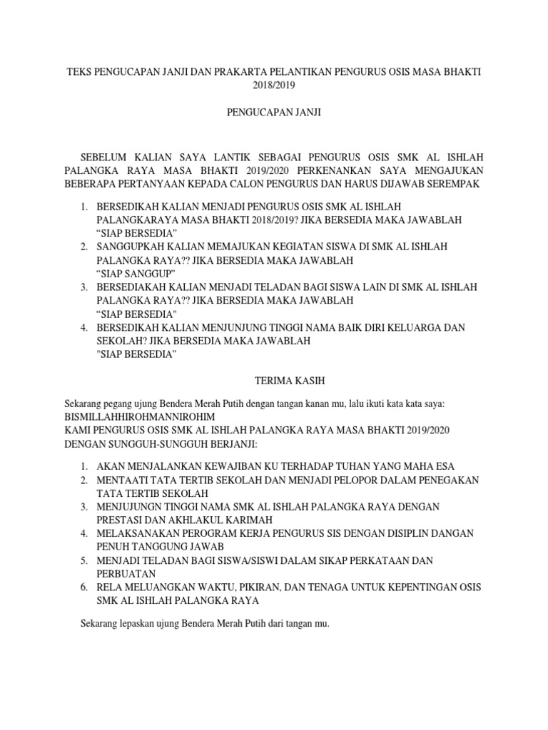 Teks Pengucapan Janji Osis | PDF
