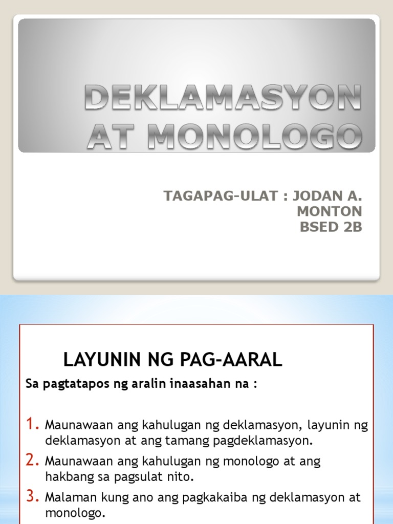 Deklamasyon at Monologo 1 | PDF