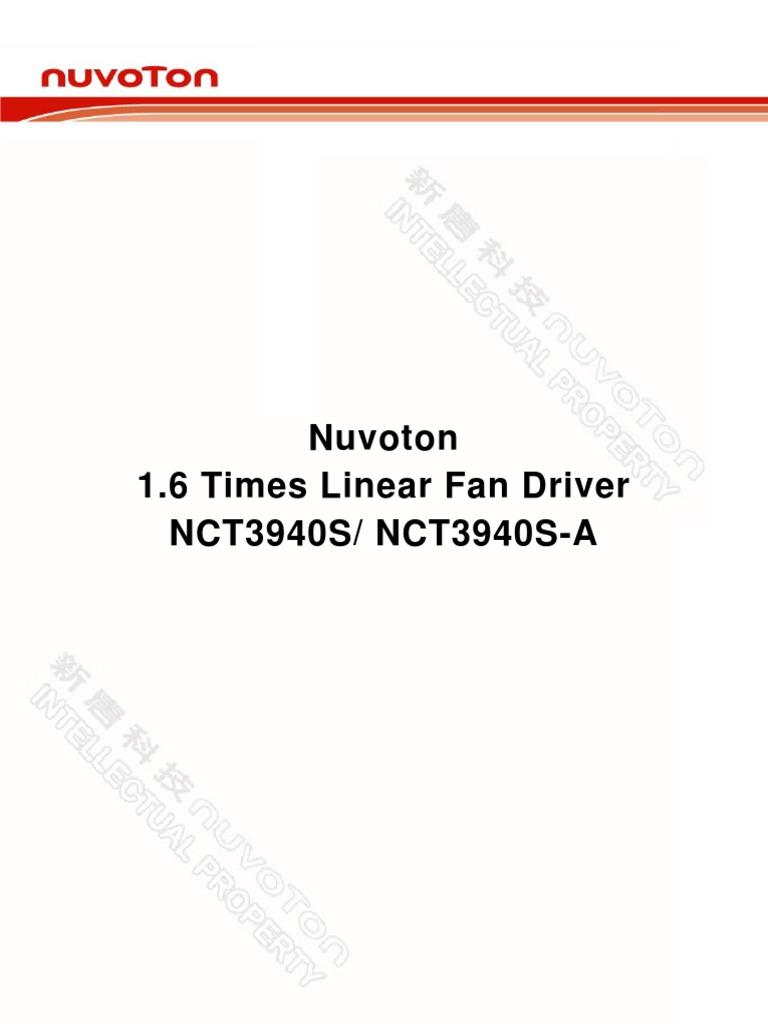 Nuvoton 1.6 Times Linear Fan Driver NCT3940S/ NCT3940S-A | PDF | Power ...
