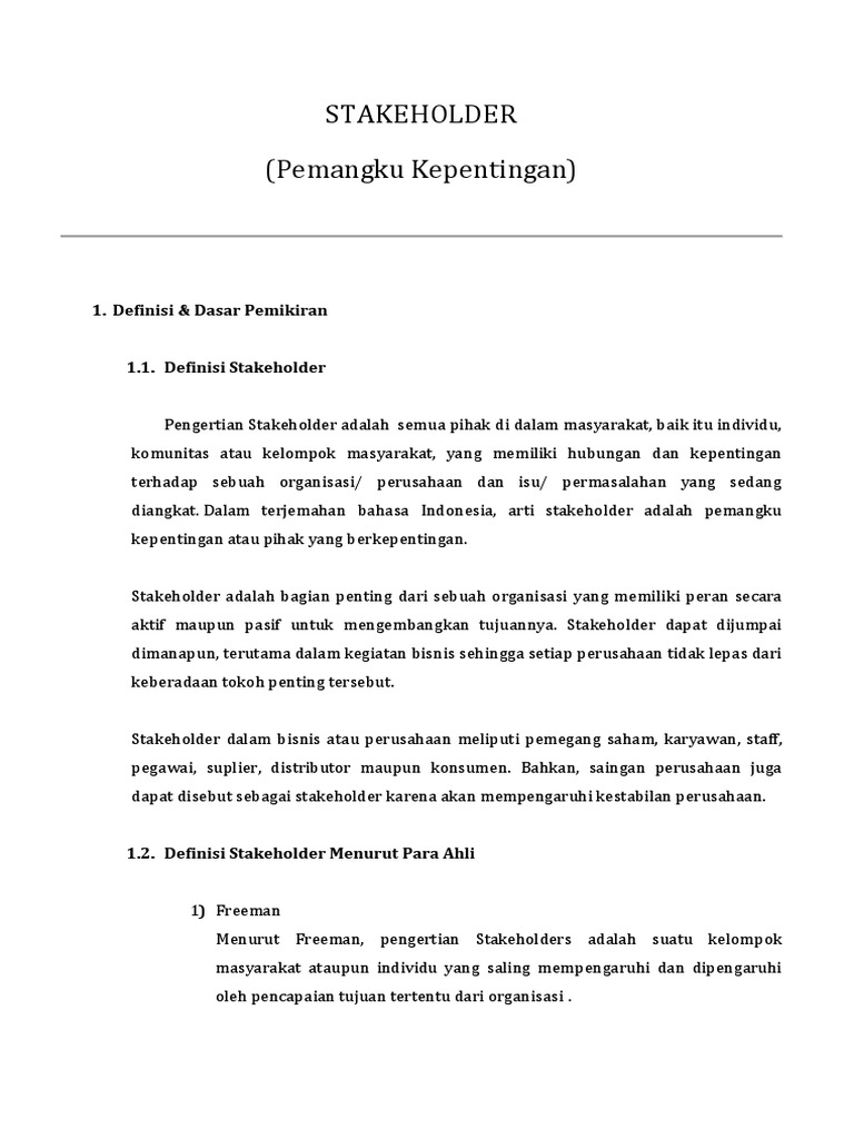 Stakeholder Engagement | PDF | Karier & Perkembangan | Bisnis