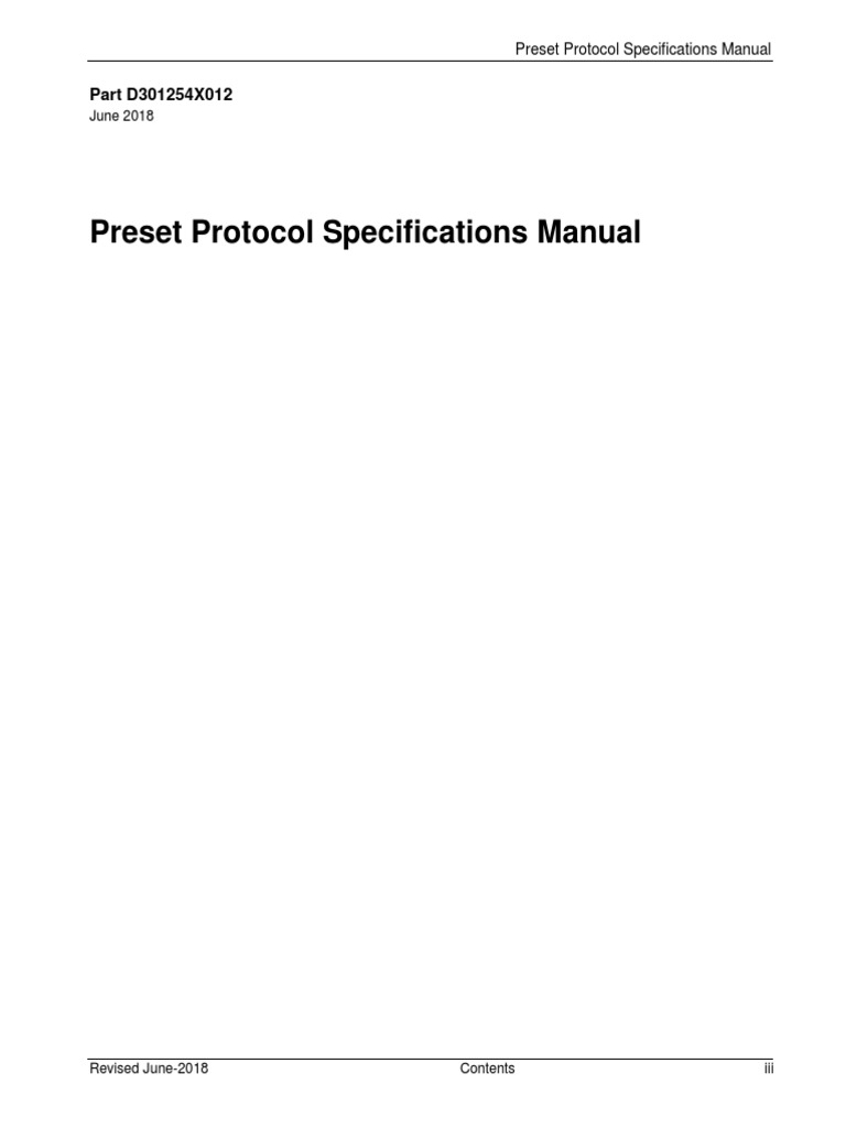 d301254x012 Preset Protocol Specifications Manual (June 2018) | PDF | Byte | Parameter (Computer ...