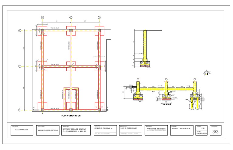 Planos De Cimentacion Con Dimensiones Bloques AutoCAD Gratis De Plano