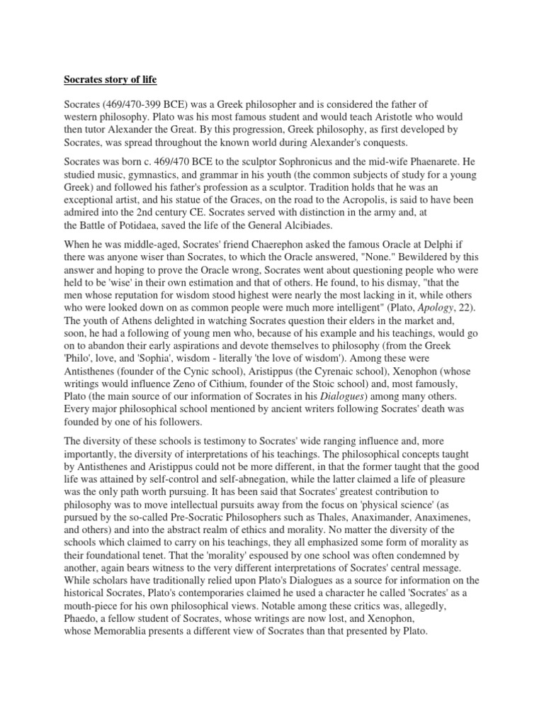 Socrates Story of Life | PDF | Apology (Plato) | Socrates