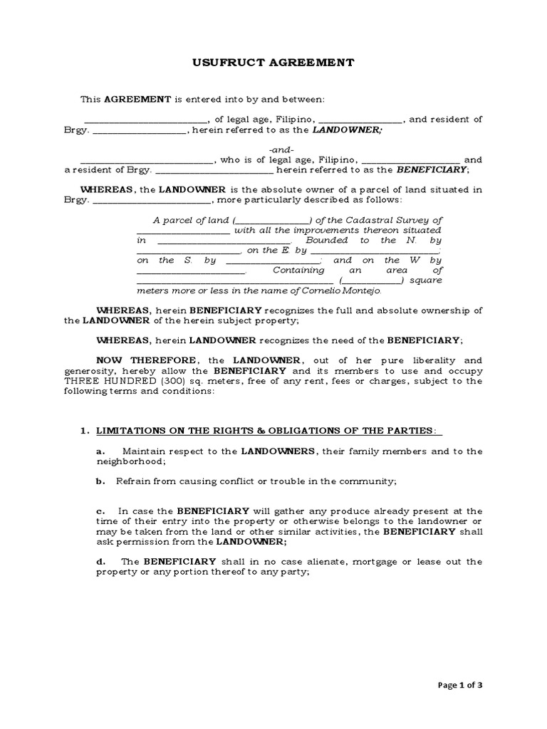 Usufruct | PDF | Property | Law And Economics